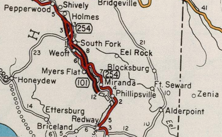 US Route 101 in Benbow, Garberville and Redway