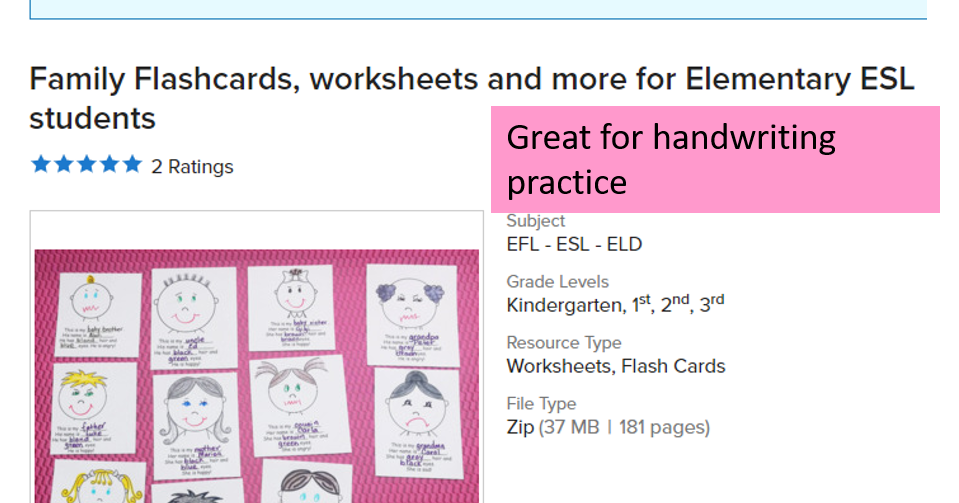 EFL Elementary Teachers: Family in the House for ESL learners