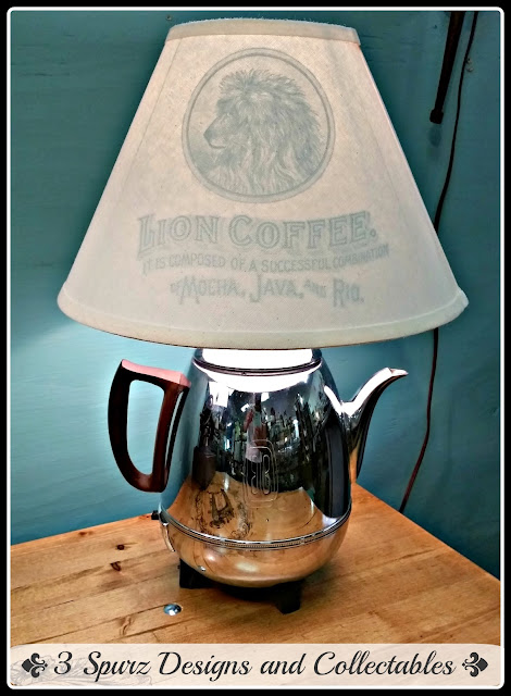 3 Spurz DandC Repurposed /Refurbished Creations!!: Vintage coffee pot lamp