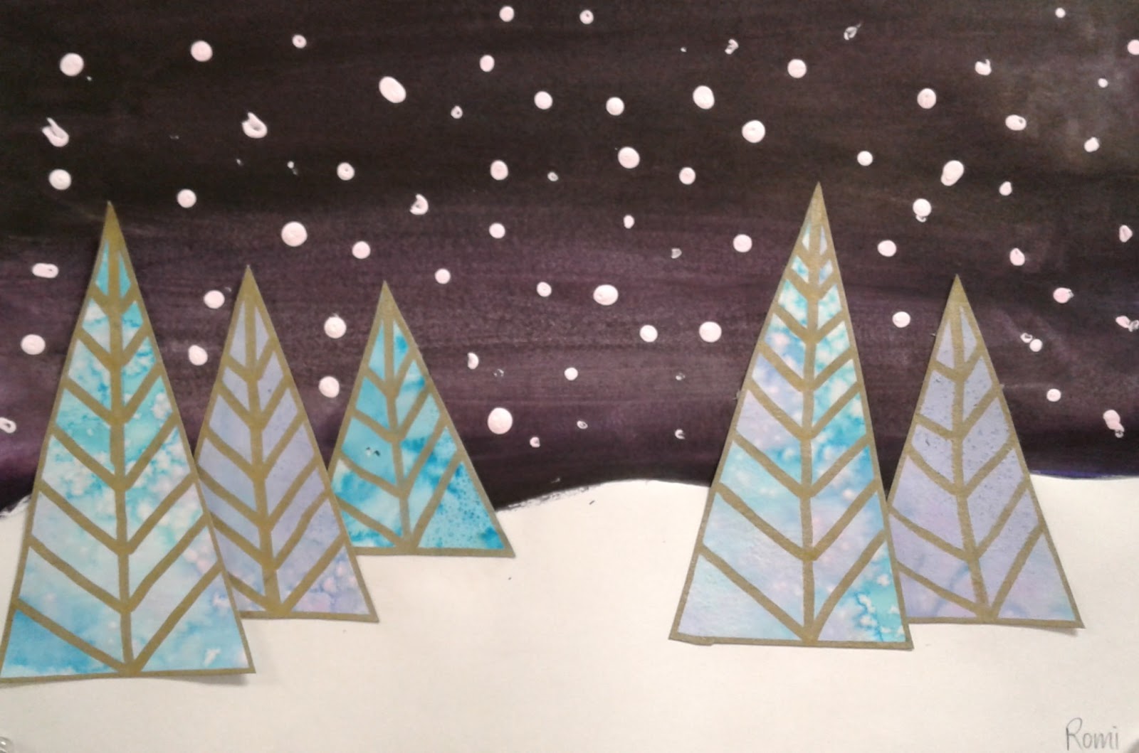 a faithful attempt: Contemporary Evergreen Trees Mixed Media Collage