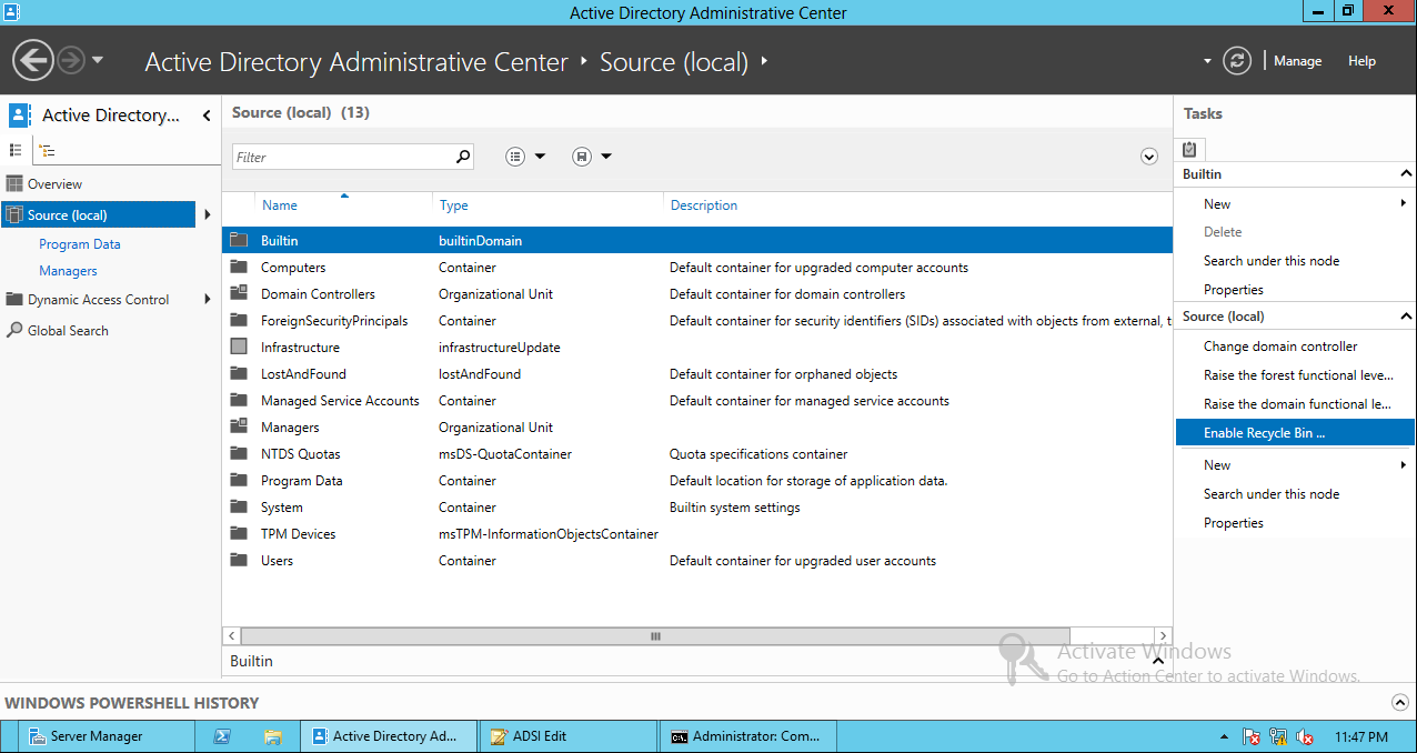 AD Shot Gyan: How to Enable Recycle Bin in Active Directory ...