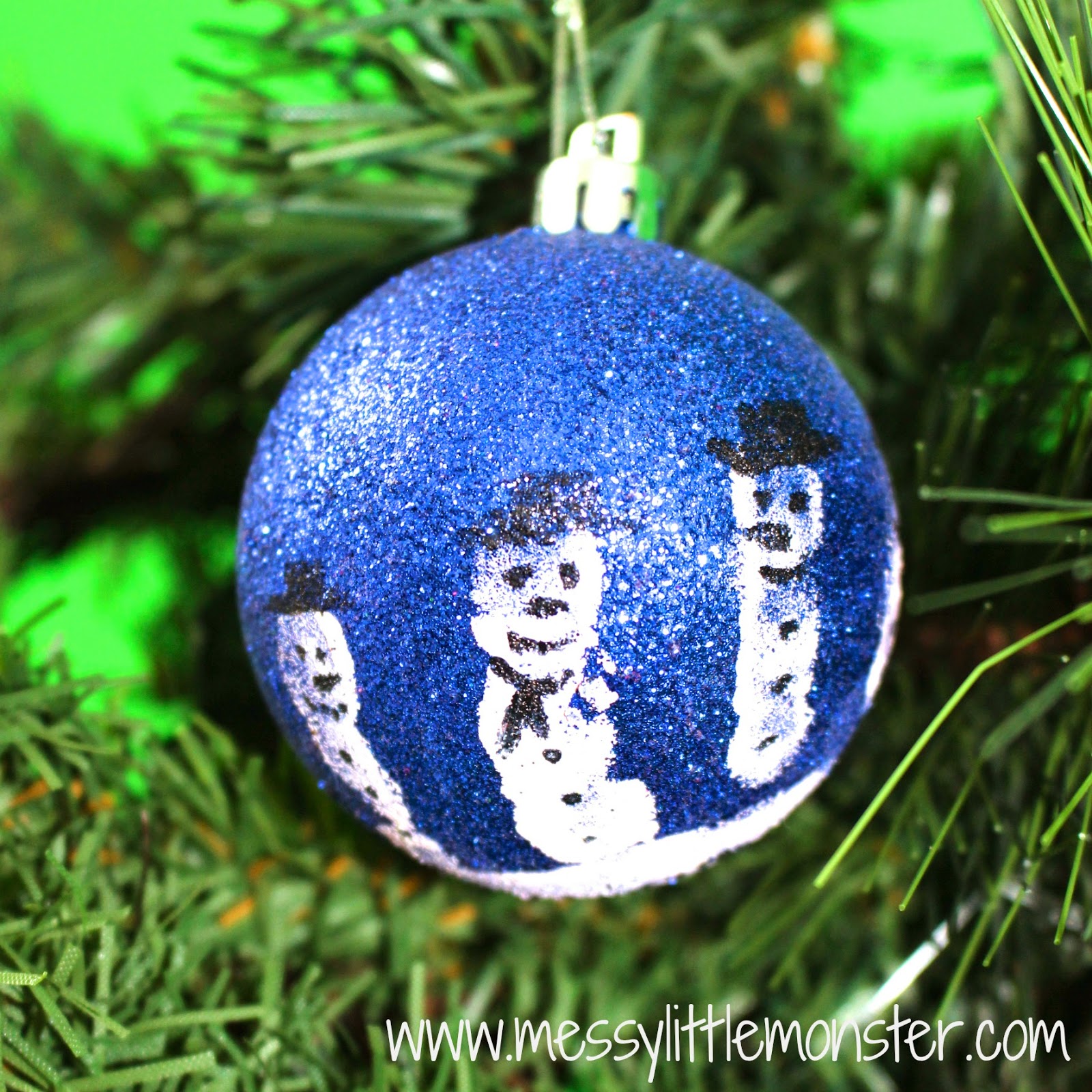 Handprint Snowman Baubles - Messy Little Monster