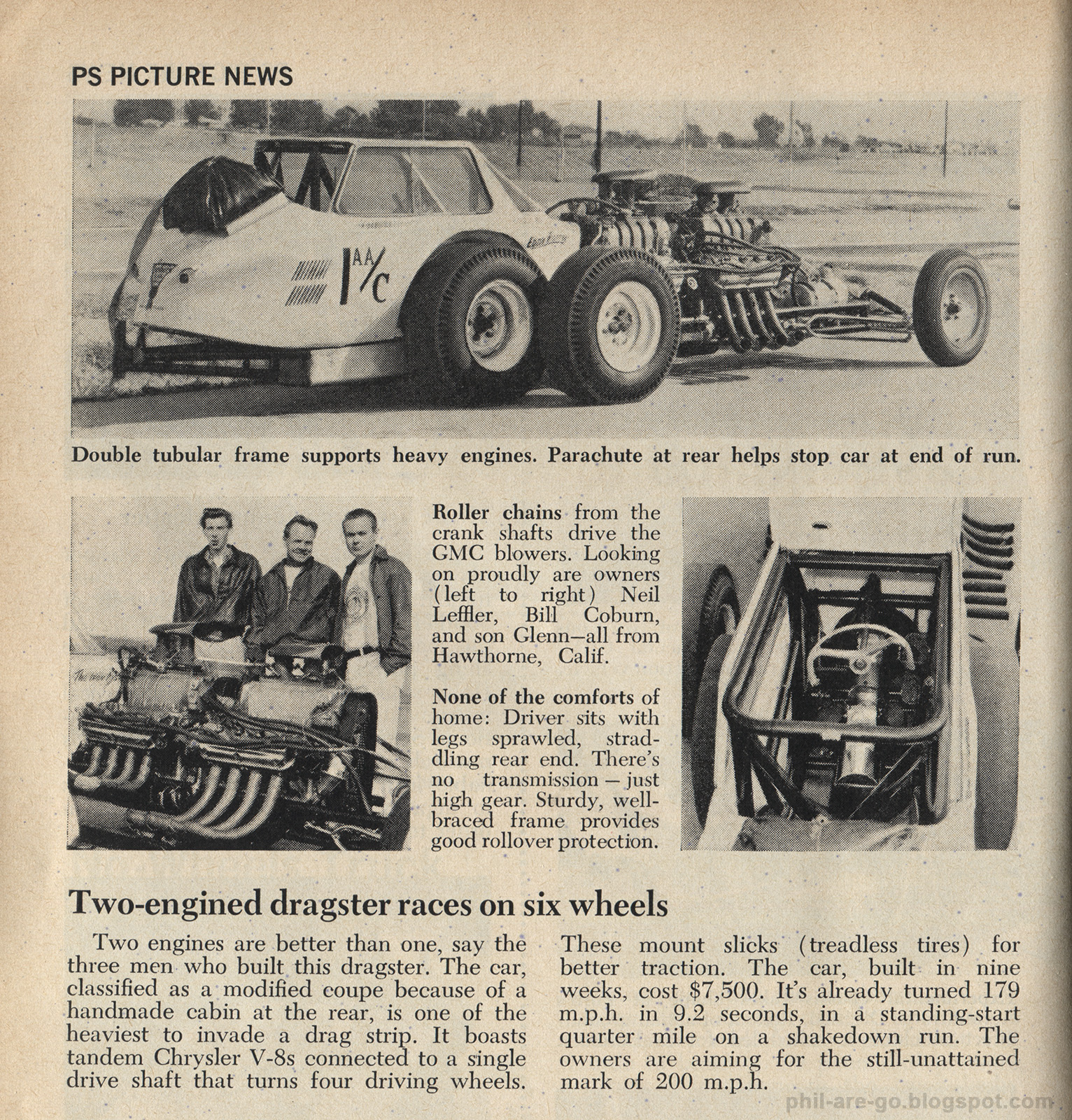 Phil Are Go!: Twin-engine six-wheel Mad Max dragster-1962 Popular Science.