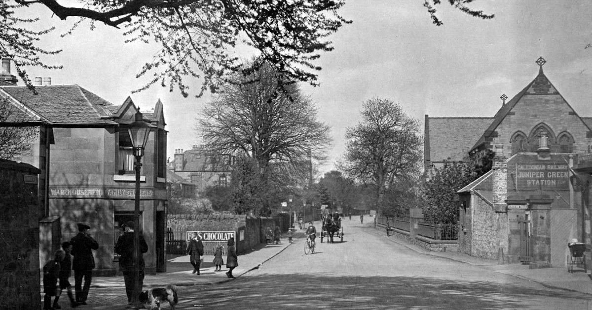 Tour Scotland: Old Photograph Lanark Road Juniper Green Edinburgh Scotland