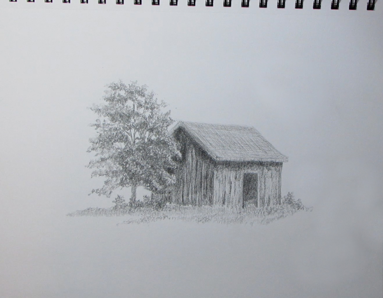Pencil Sketch of a Shed