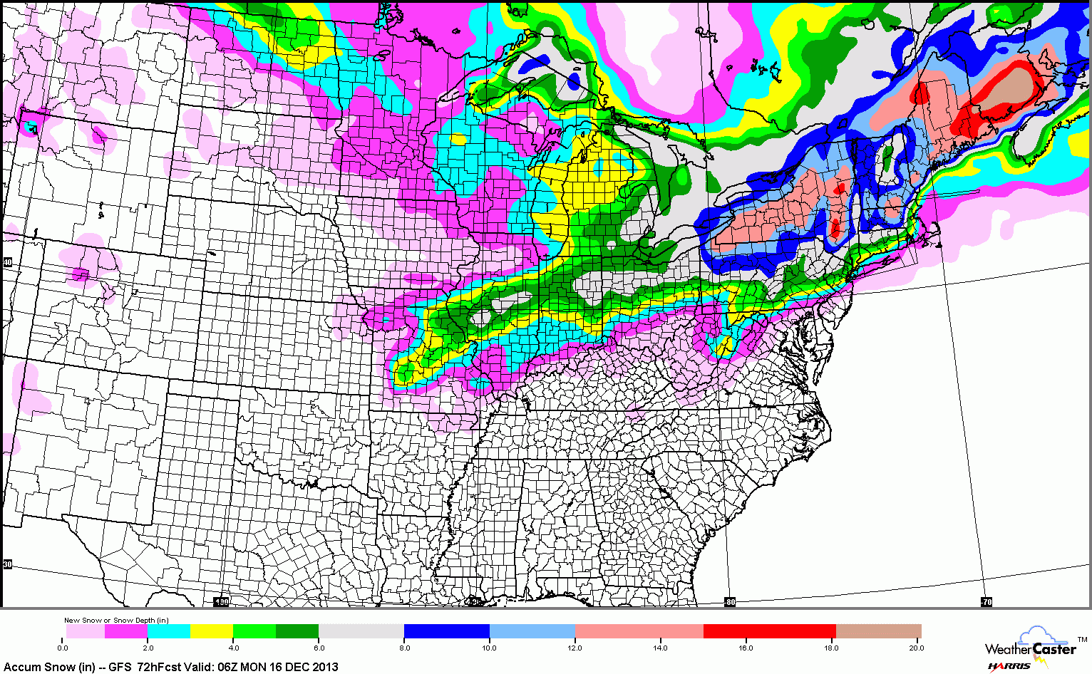 The EDGE Weather: American Model Projected Snowfall Map