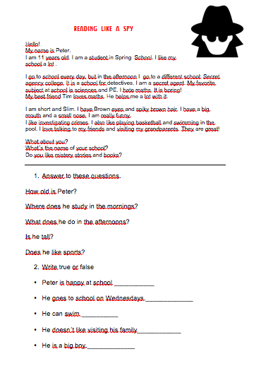 OUR ENGLISH CLASS: Reading like a spy