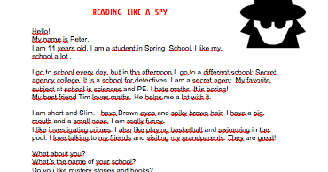 OUR ENGLISH CLASS: Reading like a spy