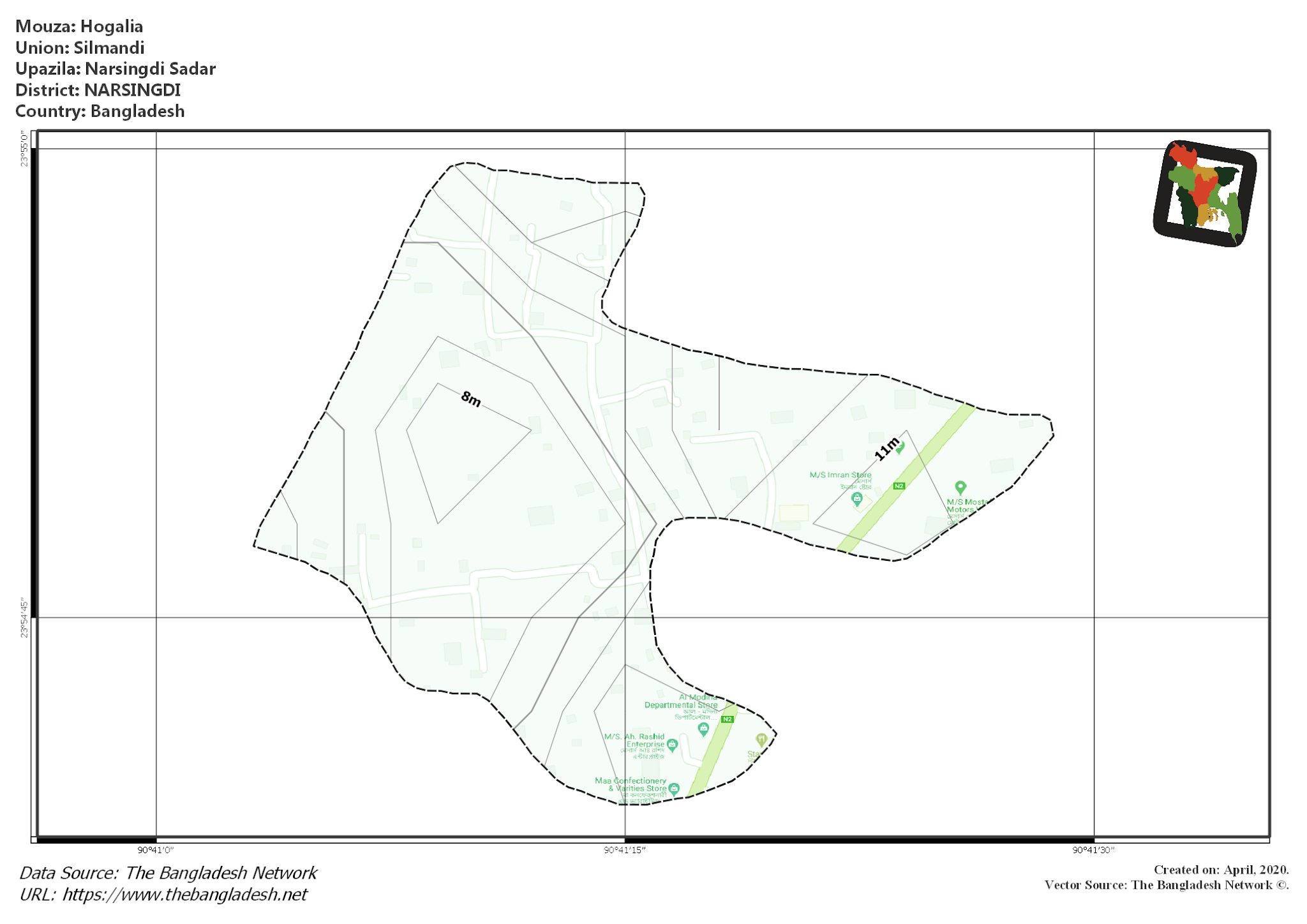 Map of Hogalia Mouza, Narsingdi Sadar, Narsingdi