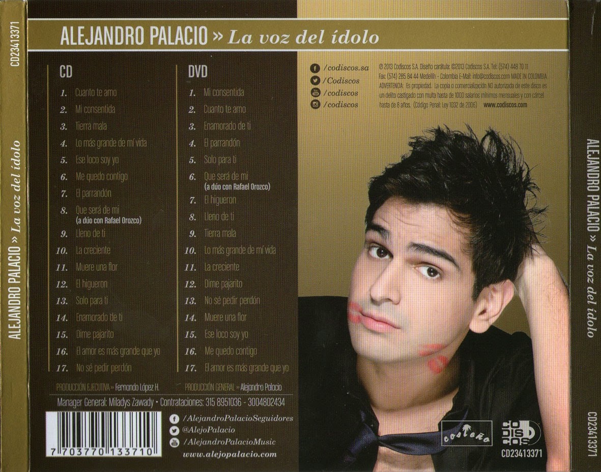 ALEJANDRO PALACIO - La Voz Del Idolo [2013] | Caratulas Vallenatas