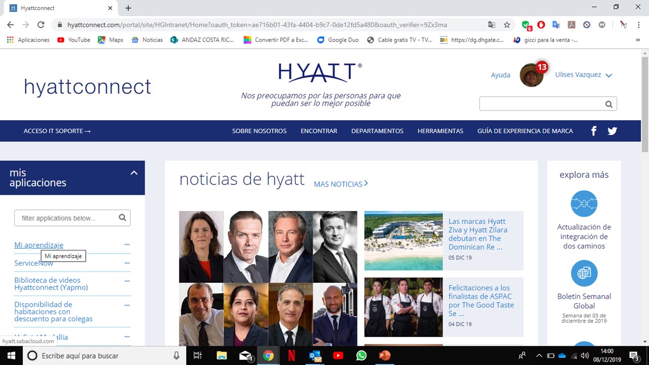 Team Stewarding CR: Como entrar a Hyatt Concect?