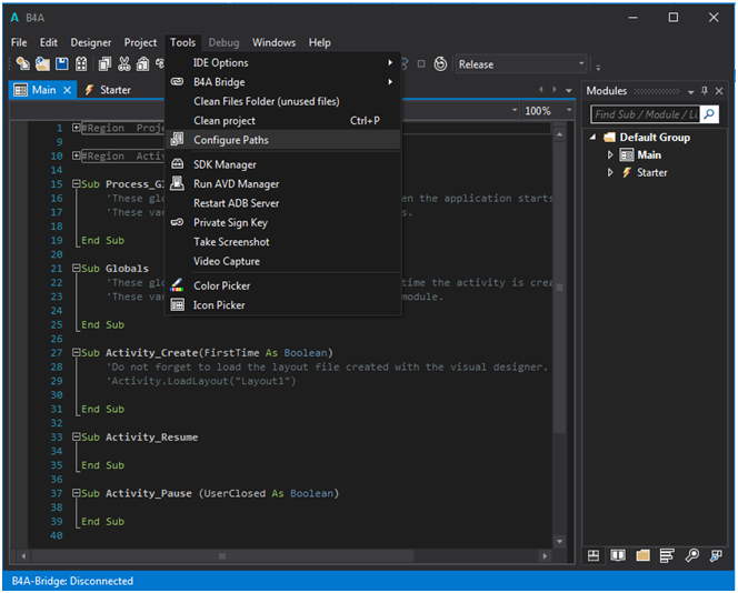 Indonesia Basic4Android Tutorial.: KONFIGURASI B4A