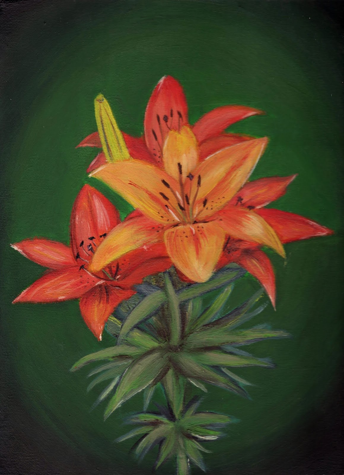 Lilies - oil painting and acrylic memories