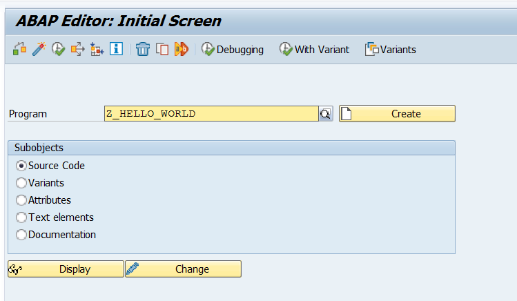 Programming for beginners: ABAP Editor : Hello World Program