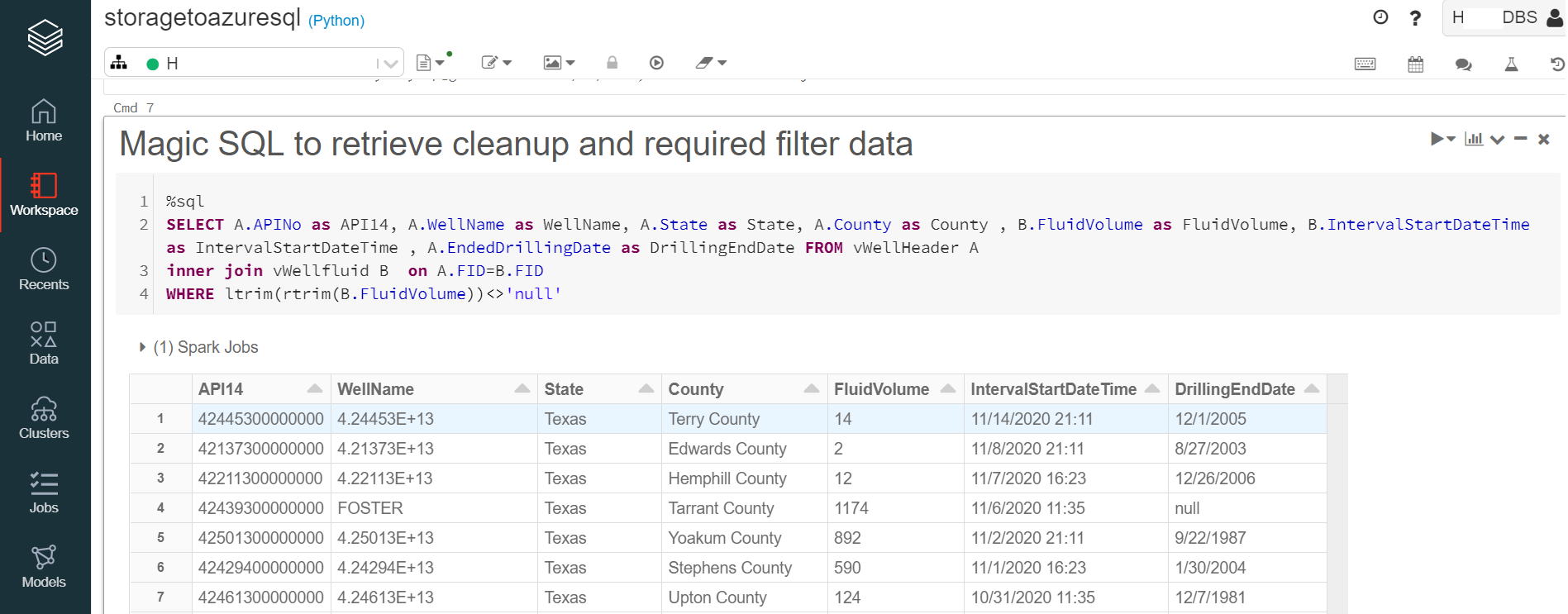 How to read azure storage and write to Azure SQL using Databricks