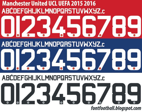 FONT FOOTBALL: Font Vector Manchester United UCL UEFA 2016 2017 kit
