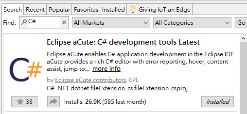 Eclipse install eCute for C#