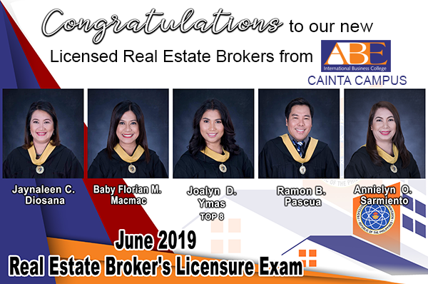 Graduate from ABE College Cainta Ranks as Top 8 in the June 2019 ...