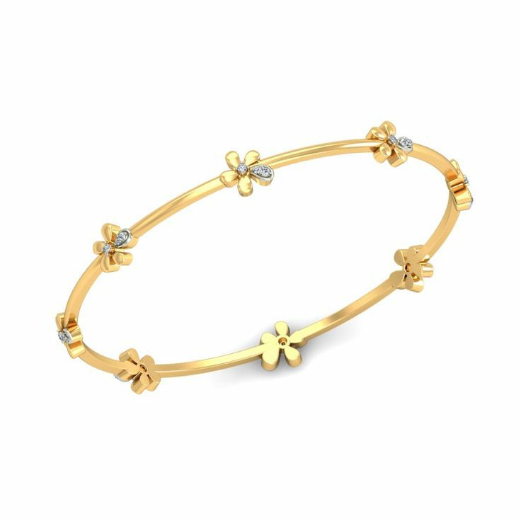 Simple gold and diamond bangles