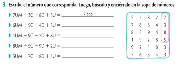 Aula Virtual Tercer grado: MATEMÁTICAS - NÚMEROS HASTA 9.999