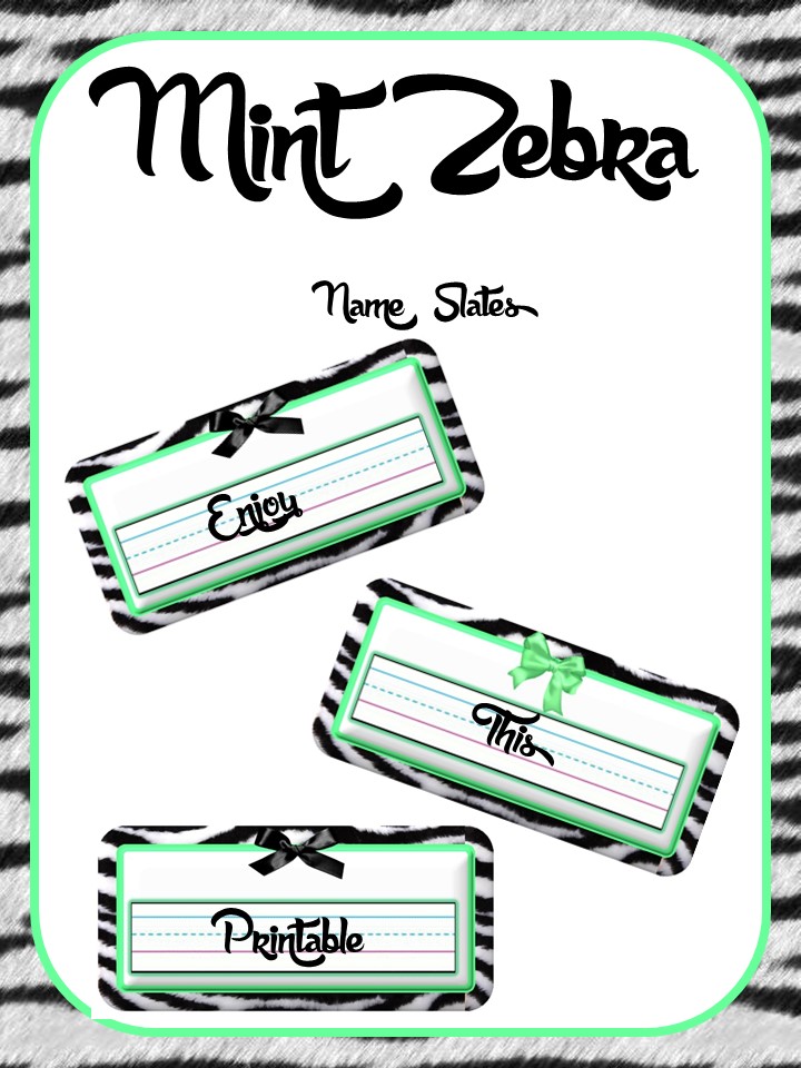 Educational Kismet : 'Mint Zebra' Name Slates