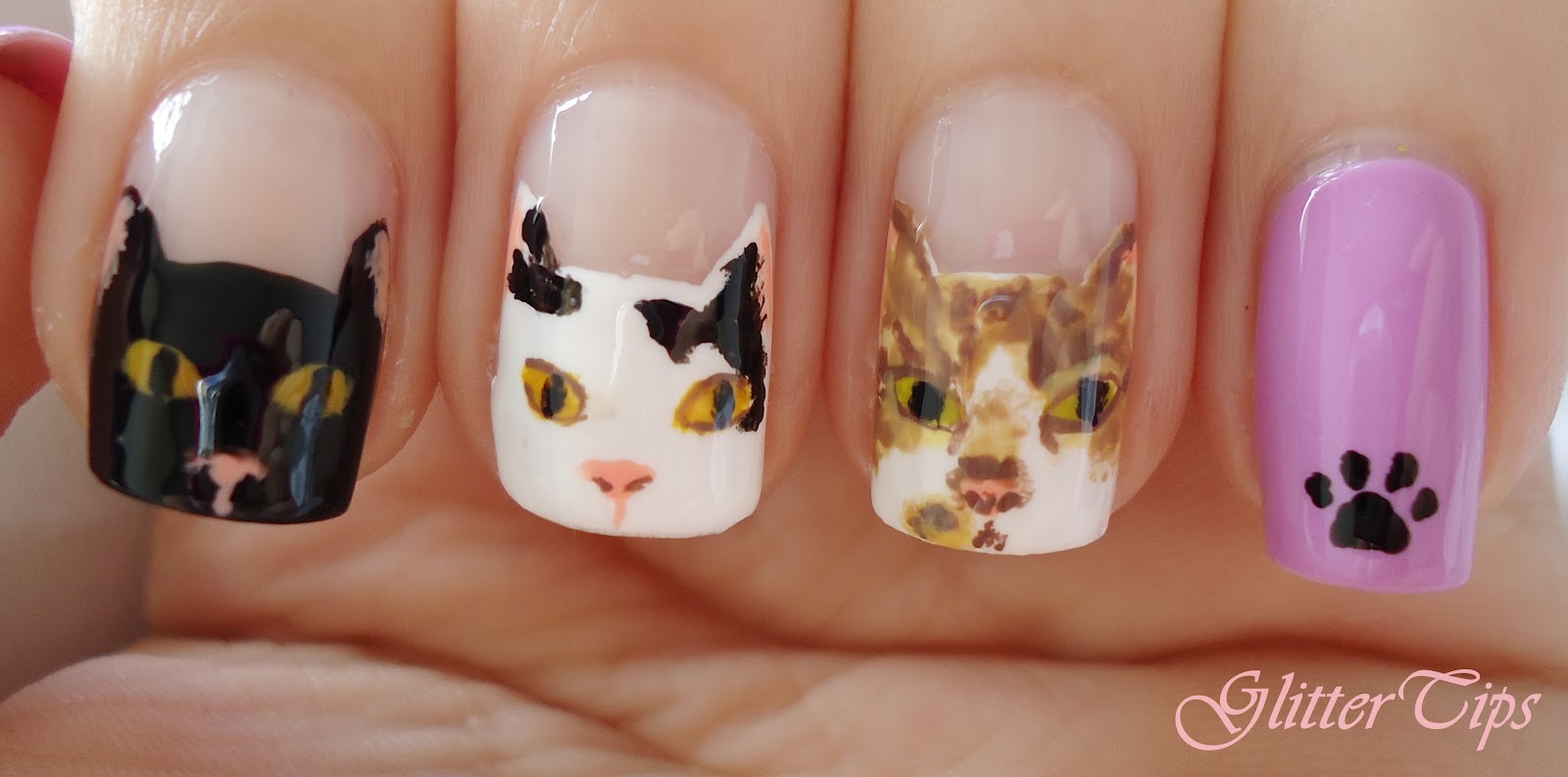 Glitter Tips: Cat Nails!