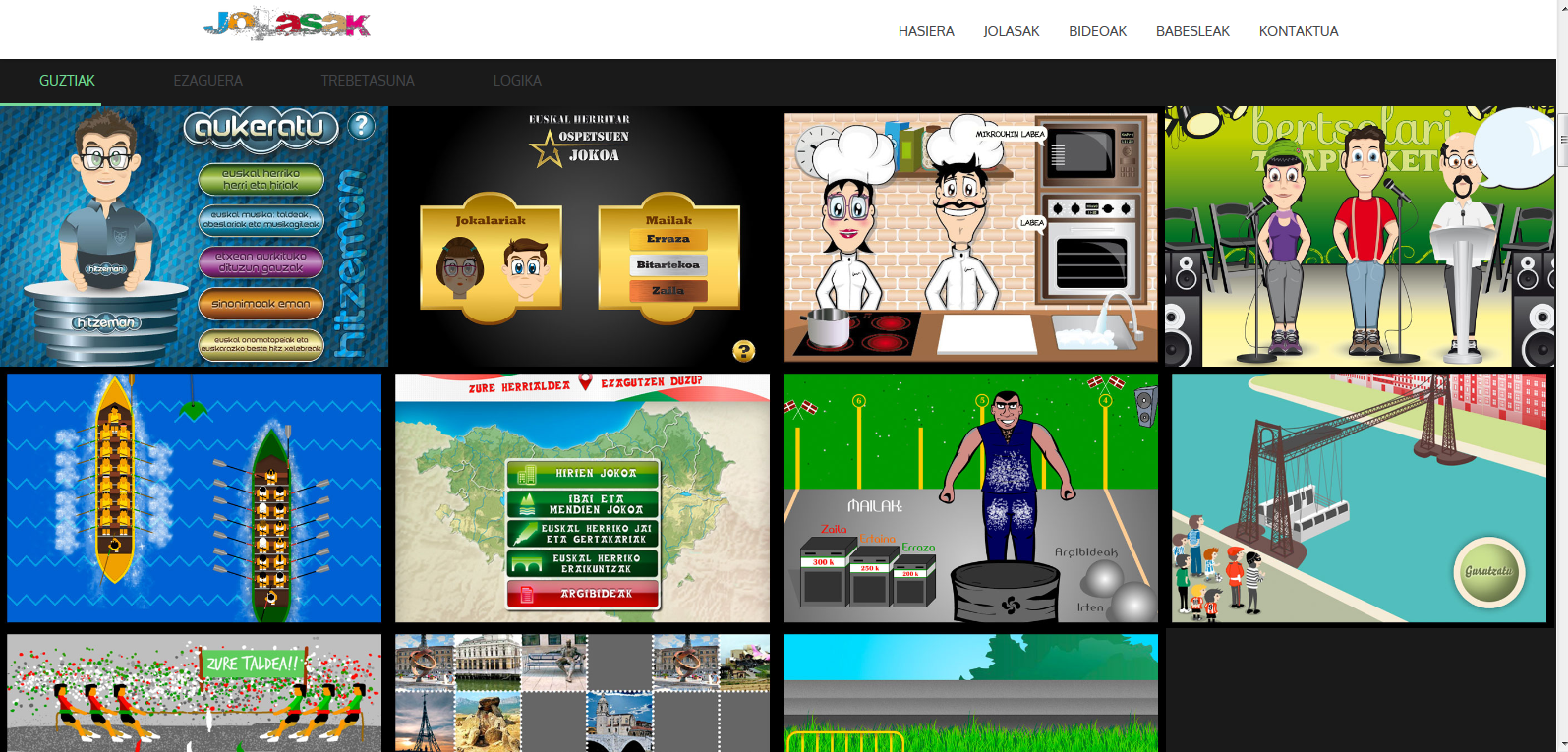 LAGUNTZA GELARAKO BALIABIDEAK: ON LINE JOLASAK: EUSKAL HERRIA EZAGUTU