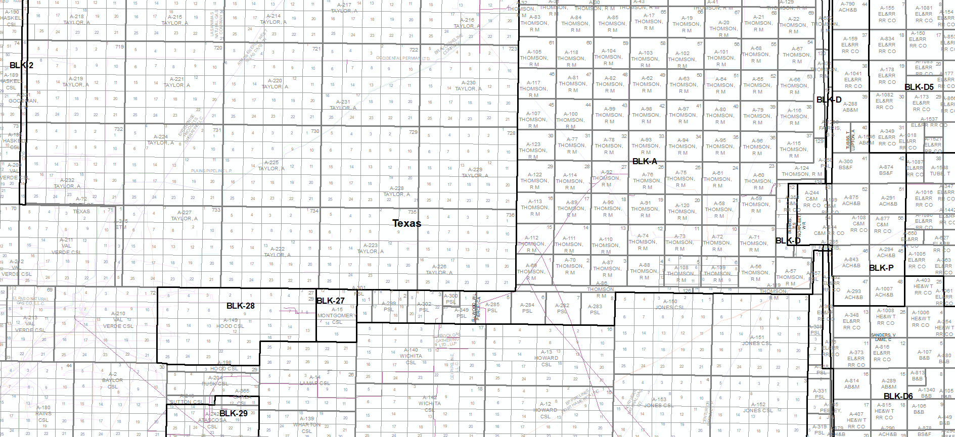 Texas grid map - karmakera