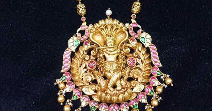 Krishna Pendant with Gold Balls Chain - Jewellery Designs