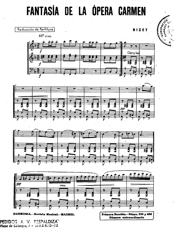 Partituras para Banda Sinfónica Gratis: Fantasía de la Ópera "Carmen"