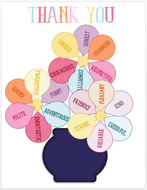 Primary Activity Ideas: Activity Days Thank You Card - Serving Others