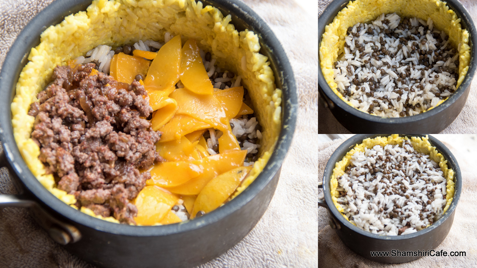 Fall Adas-Polow with quinces and pomegranate