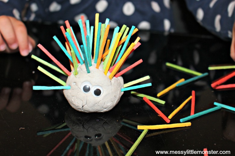 Clay Hedgehog Craft - An easy autumn craft for kids - Messy Little Monster