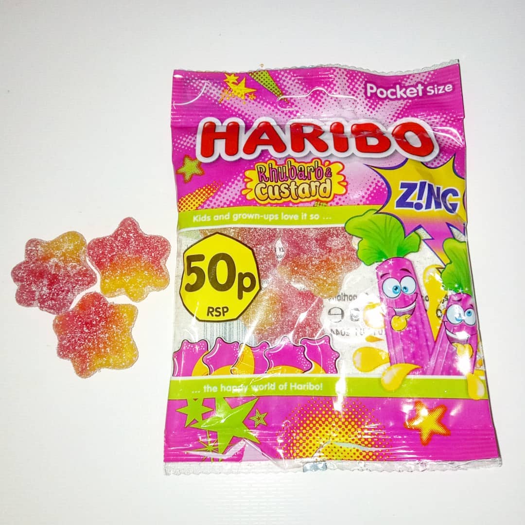 Supersupergirl's Food Reviews: Haribo Rhubarb Custard Zing gummies