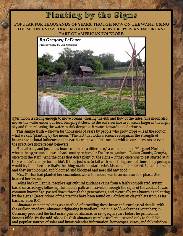 Simple Life Writings: Planting by the Signs