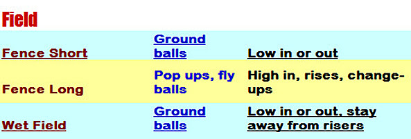 WESLEY COLLEGE WOLVERINE SOFTBALL: PITCH CALL CHART