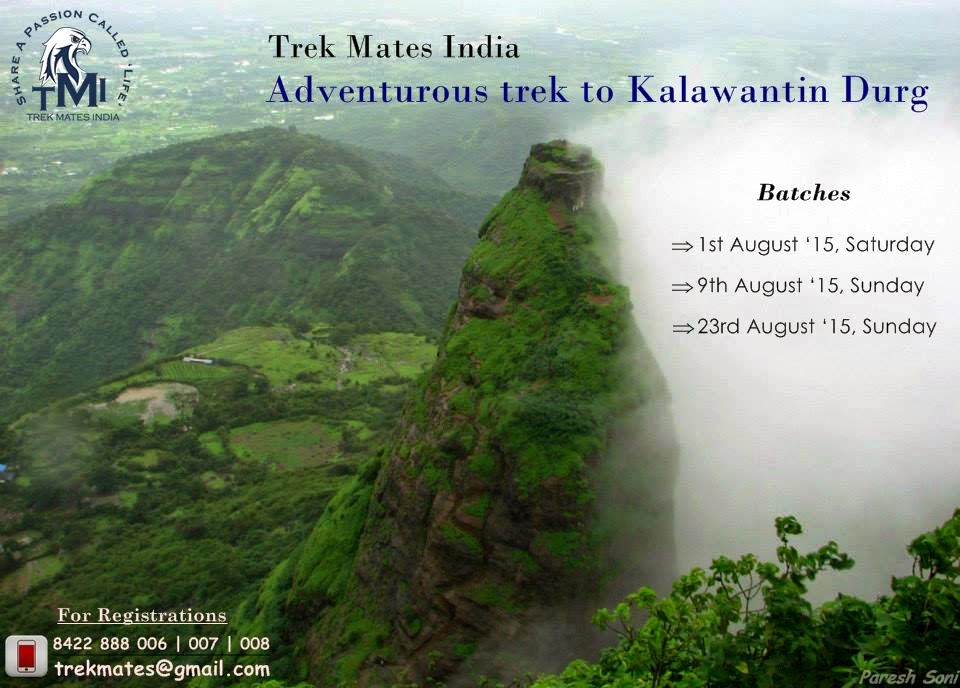 TMI: One day Monsoon Trek to Kalavantin Durg in August. | Trek Mates India