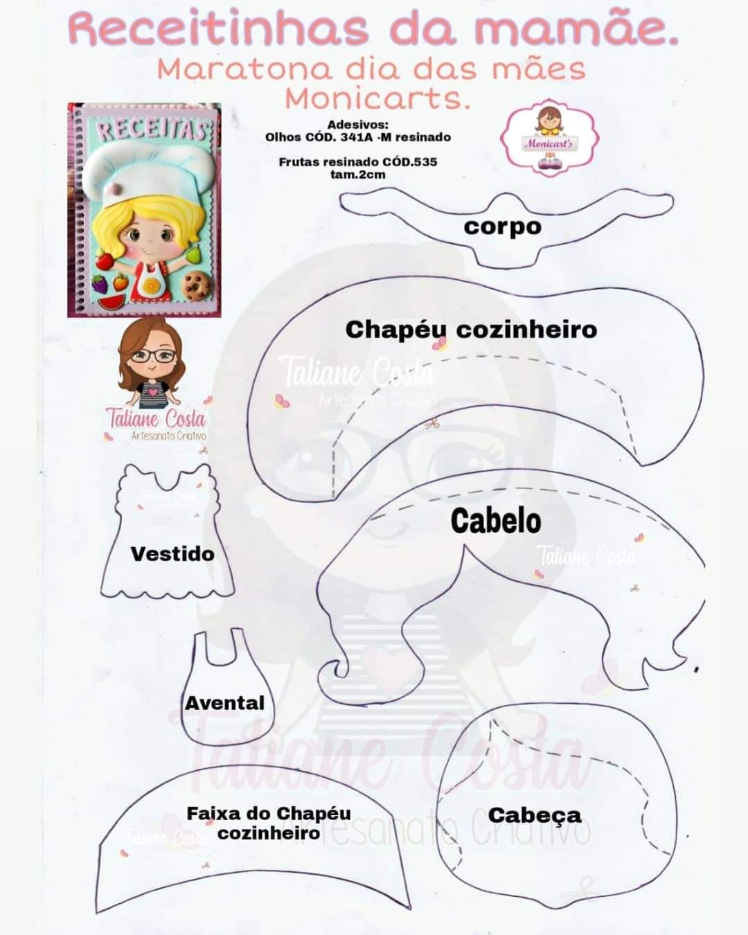 Capa de caderno de receitas: Molde gratuito para imprimir - Ver e Fazer