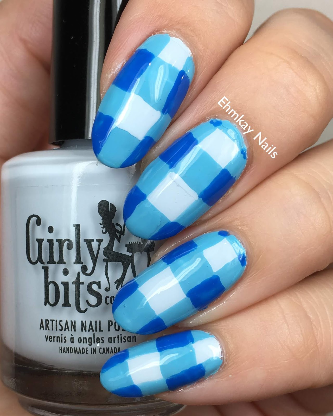ehmkay nails: Blue Gingham Nail Art
