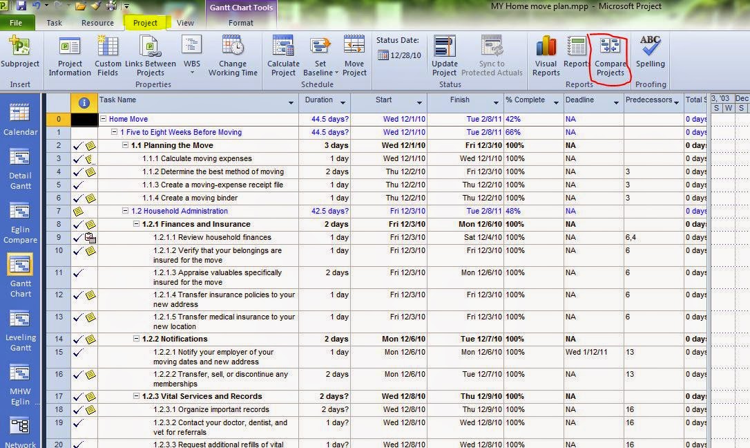 Mark's MS Project Tips and Tricks: Using the Compare feature of ...