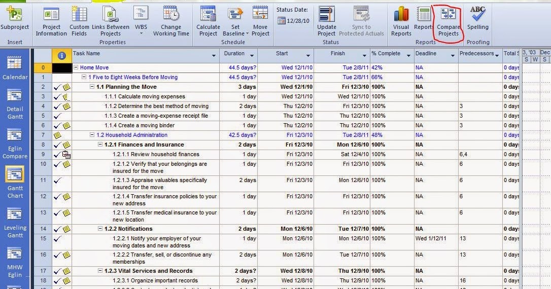Mark's MS Project Tips and Tricks: Using the Compare feature of Microsoft Project.