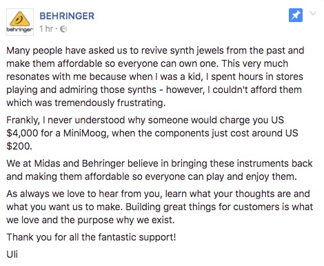 Uli Behringer released D Synthesizer statement - SYNTH ANATOMY
