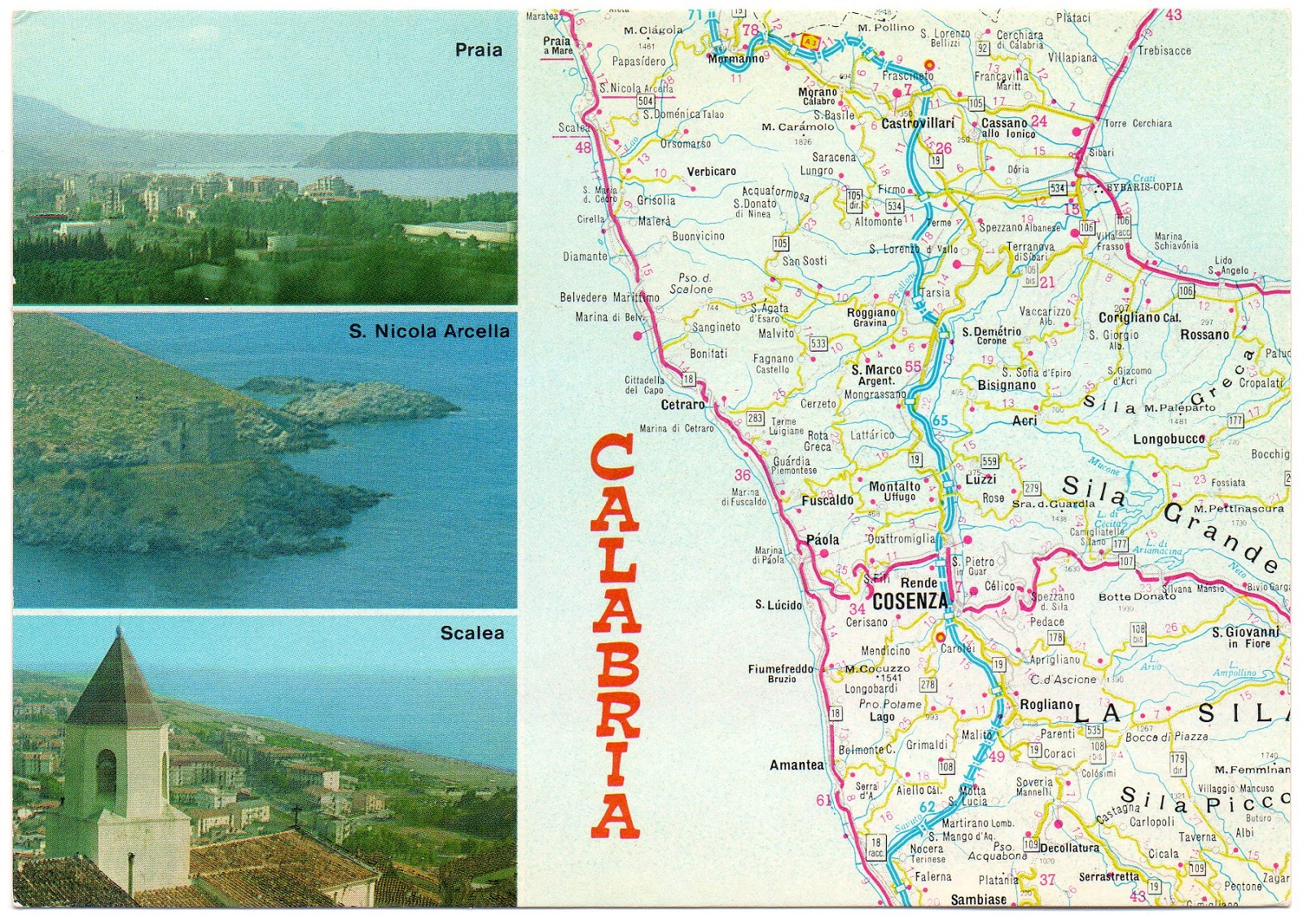 pocztówkowe mapy: Kalabria