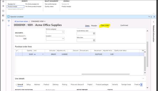 Partial Posting of Product Receipt in Purchase Orders in Dynamics 365 ...
