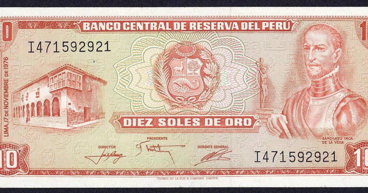 Peru 10 Soles de Oro banknote 1976 Inca Garcilaso de la Vega|World ...
