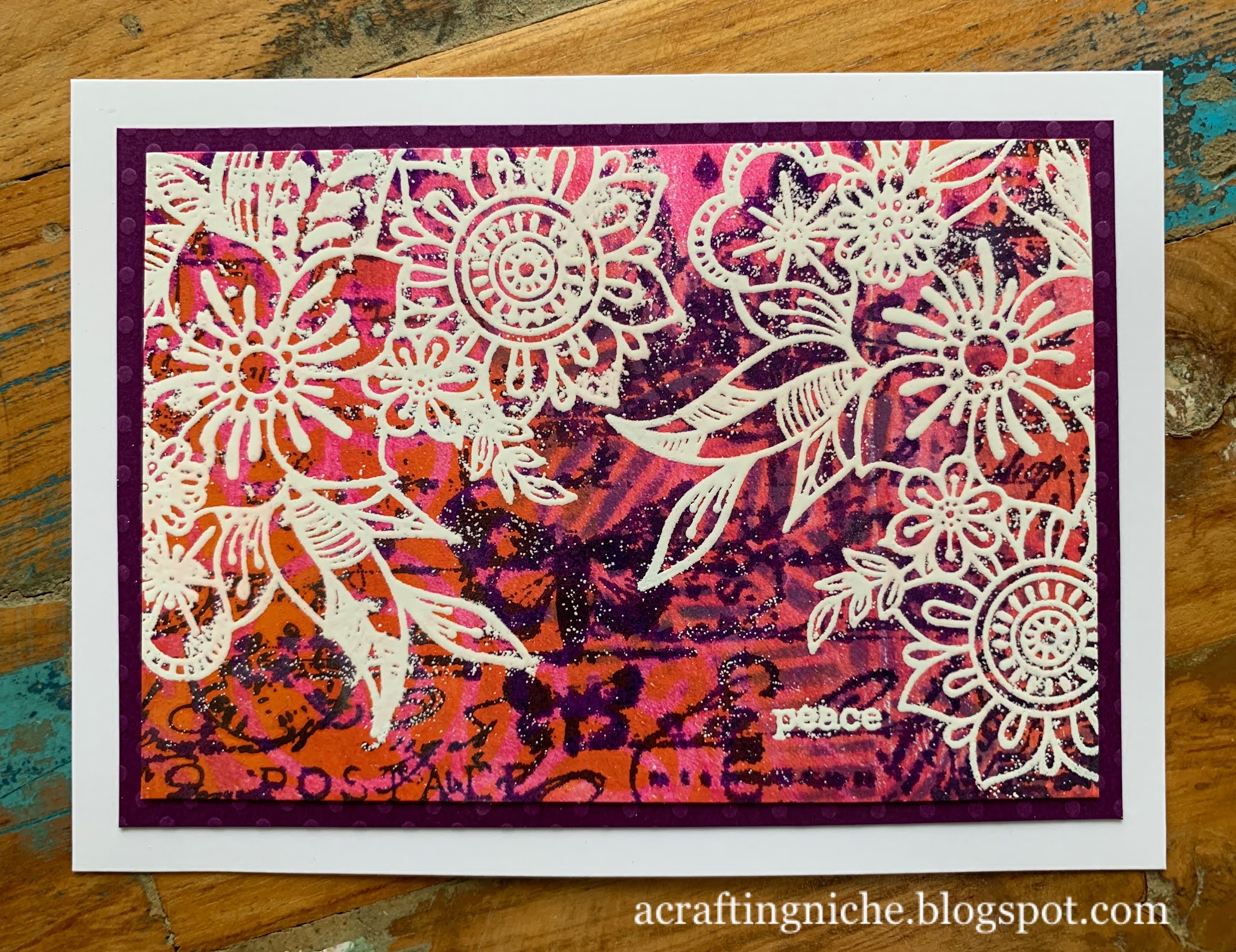 A Crafting Niche: Funky Fossil Funky Floral Heat Embossed Card