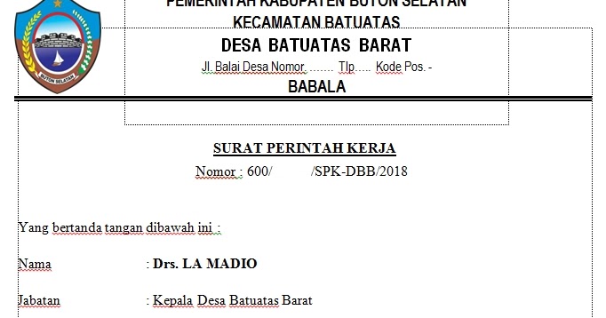 Format Terbaru Surat Perintah Kerja (SPK) Tukang | FORMAT ADMINISTRASI DESA
