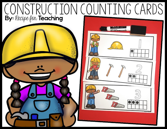 Construction Counting Cards - Recipe for Teaching
