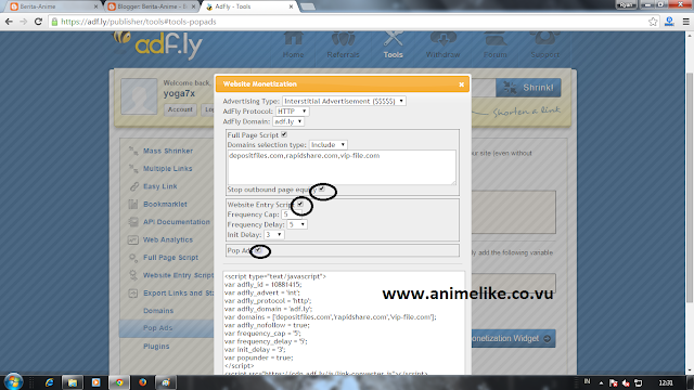 Cara Memberi blog pop Ads/Iklan Adfly Agar Mendapatkan Uang (Terbaru ...