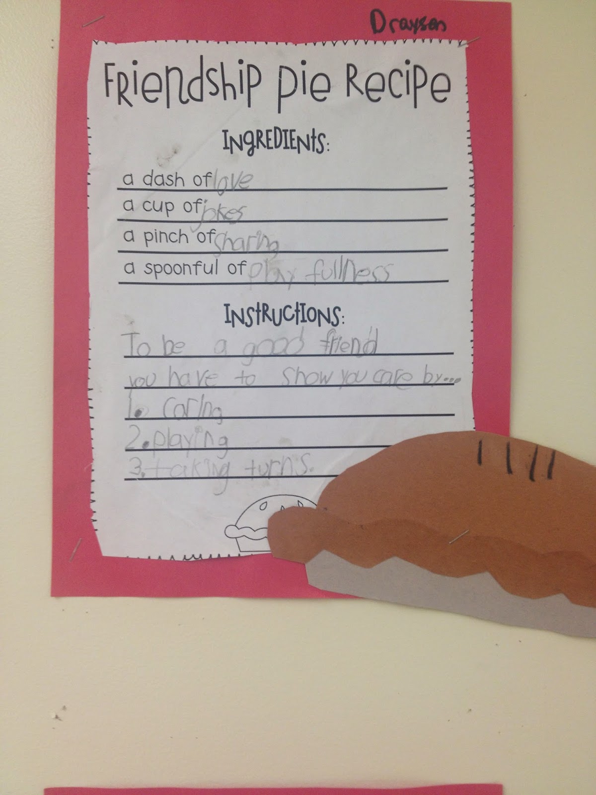 Miss. Vanchu's Classroom Blog : Friendship Pie